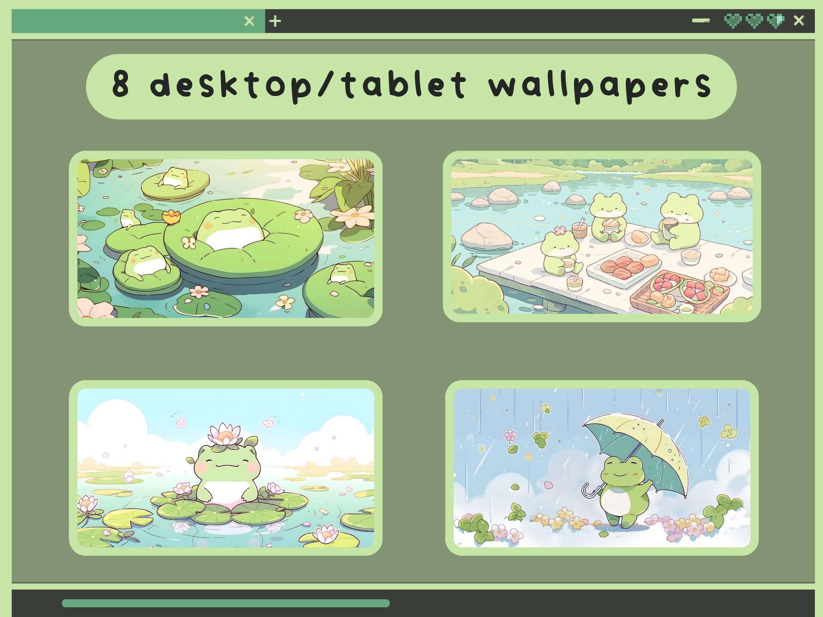 Kawaii Frog Wallpaper Green Aesthetic Wallpapers Flowers Desktop ...