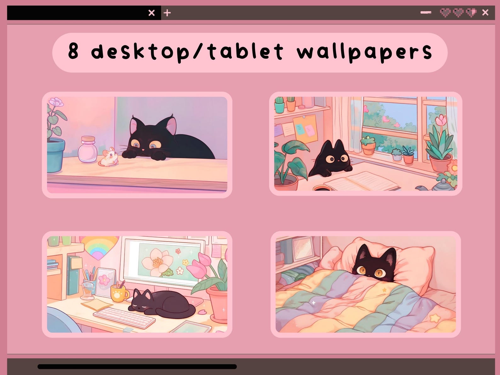 Cozy Cats Desktop Set Wallpapers Icons Folders Pink Cute Desktop ...