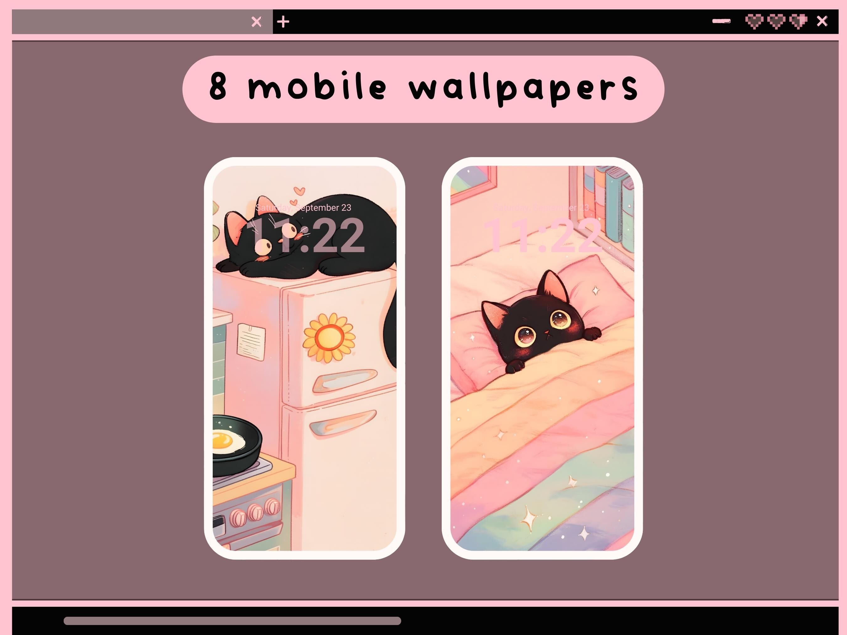 Cozy Cats Desktop Set Wallpapers Icons Folders Pink Cute Desktop ...
