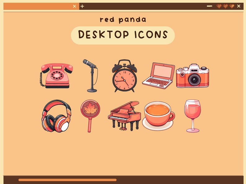 Red Panda Desktop Icons Fall Desktop Organizer Icon Set Red Panda ...