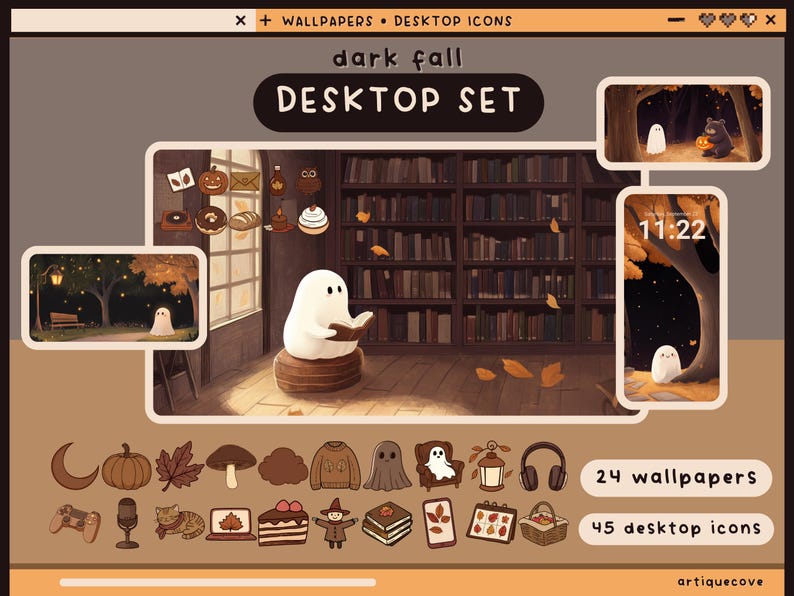 Dark Fall Desktop Set Wallpapers Icons Folders Dark Desktop Organizer ...