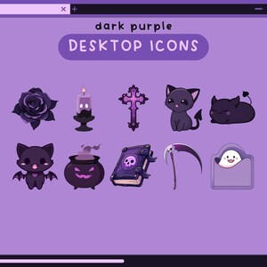 Dark Purple Desktop Icons Aesthetic Halloween Desktop Organizer Icons ...