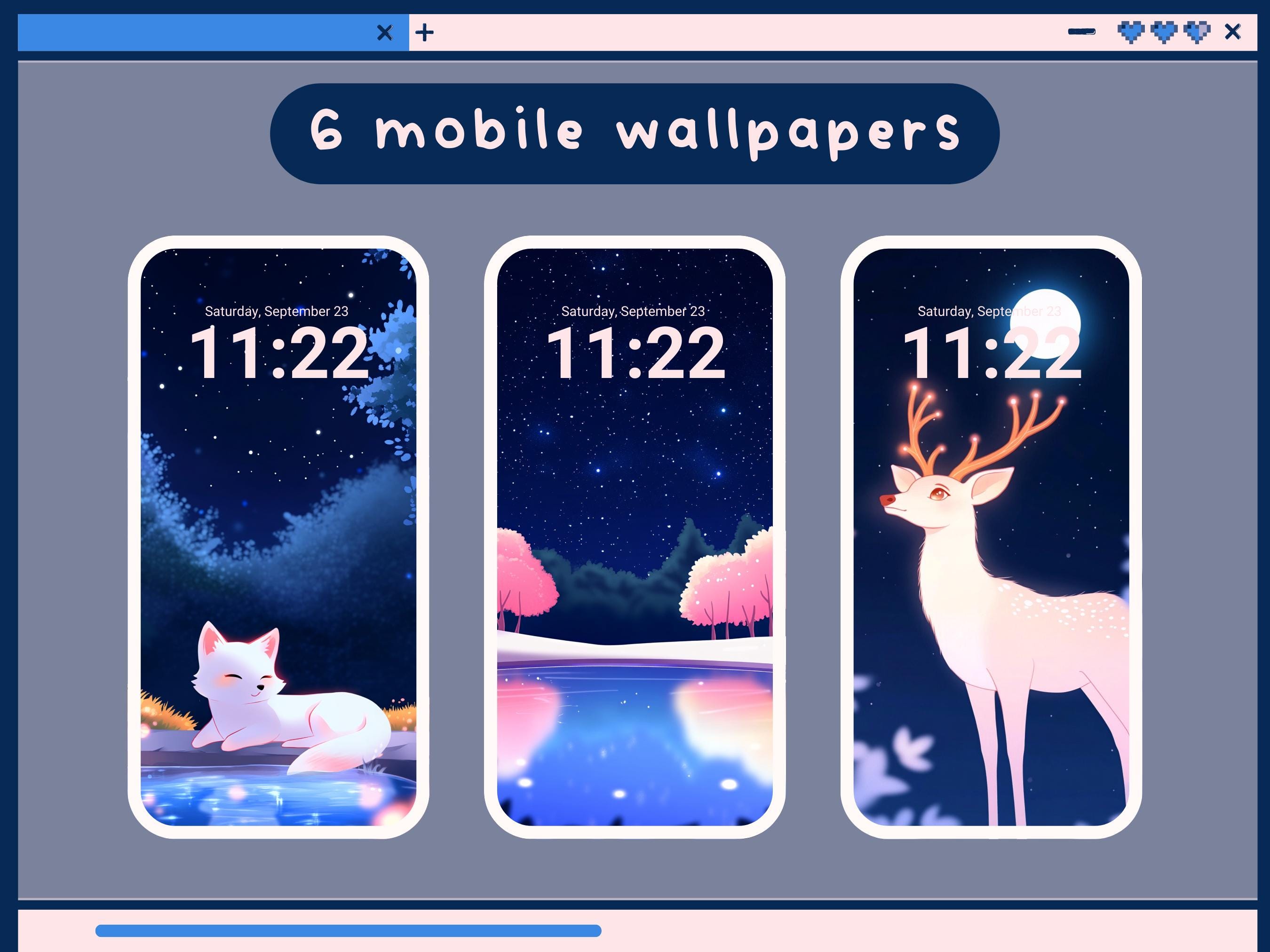 Magical Forest Desktop Set Wallpapers Icons Folders Blue Cute Desktop ...