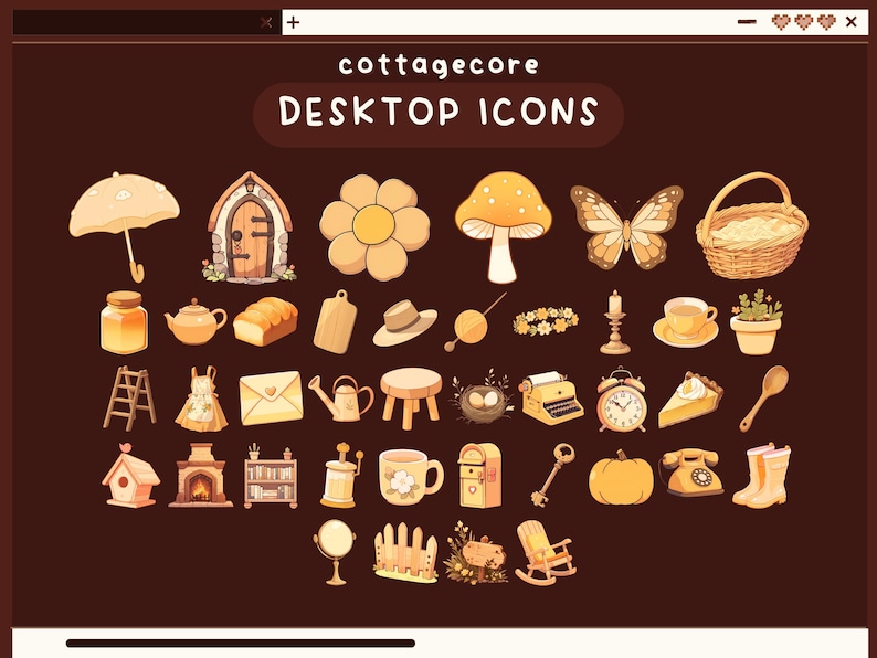 Cottagecore Desktop Set Wallpapers Icons Folders Aesthetic Cute Desktop ...