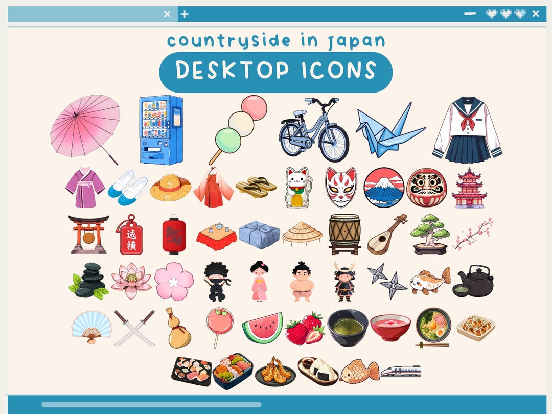Countryside in Japan Desktop Icons Anime Desktop Organizer Icon Set ...