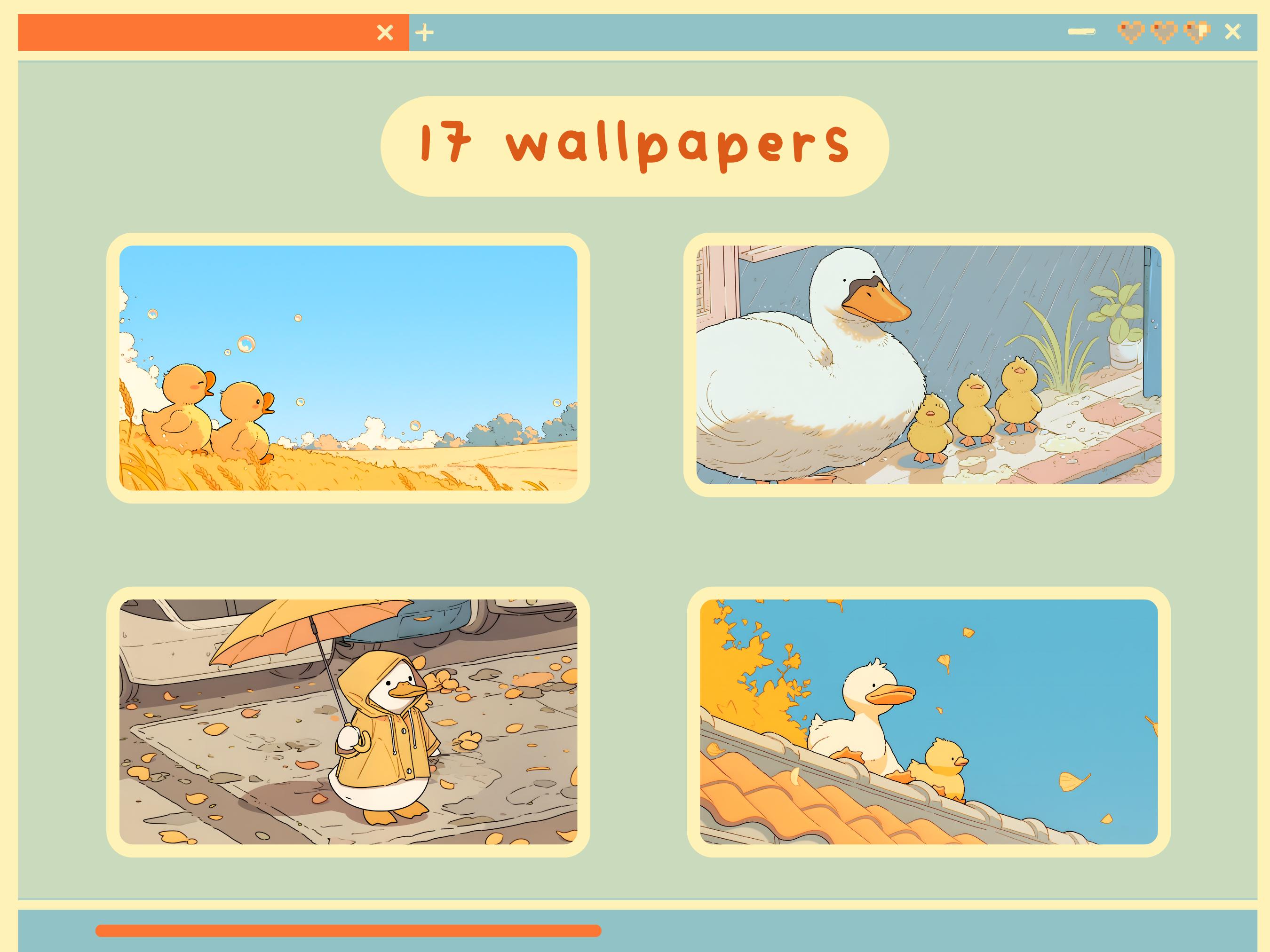 Pastel Ducks Desktop Set Wallpapers Icons Folders Background Yellow ...