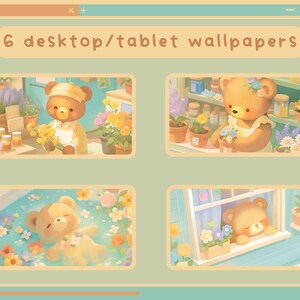 Spring Bear Desktop Set Wallpapers Icons Folder Pastel Cute Desktop ...