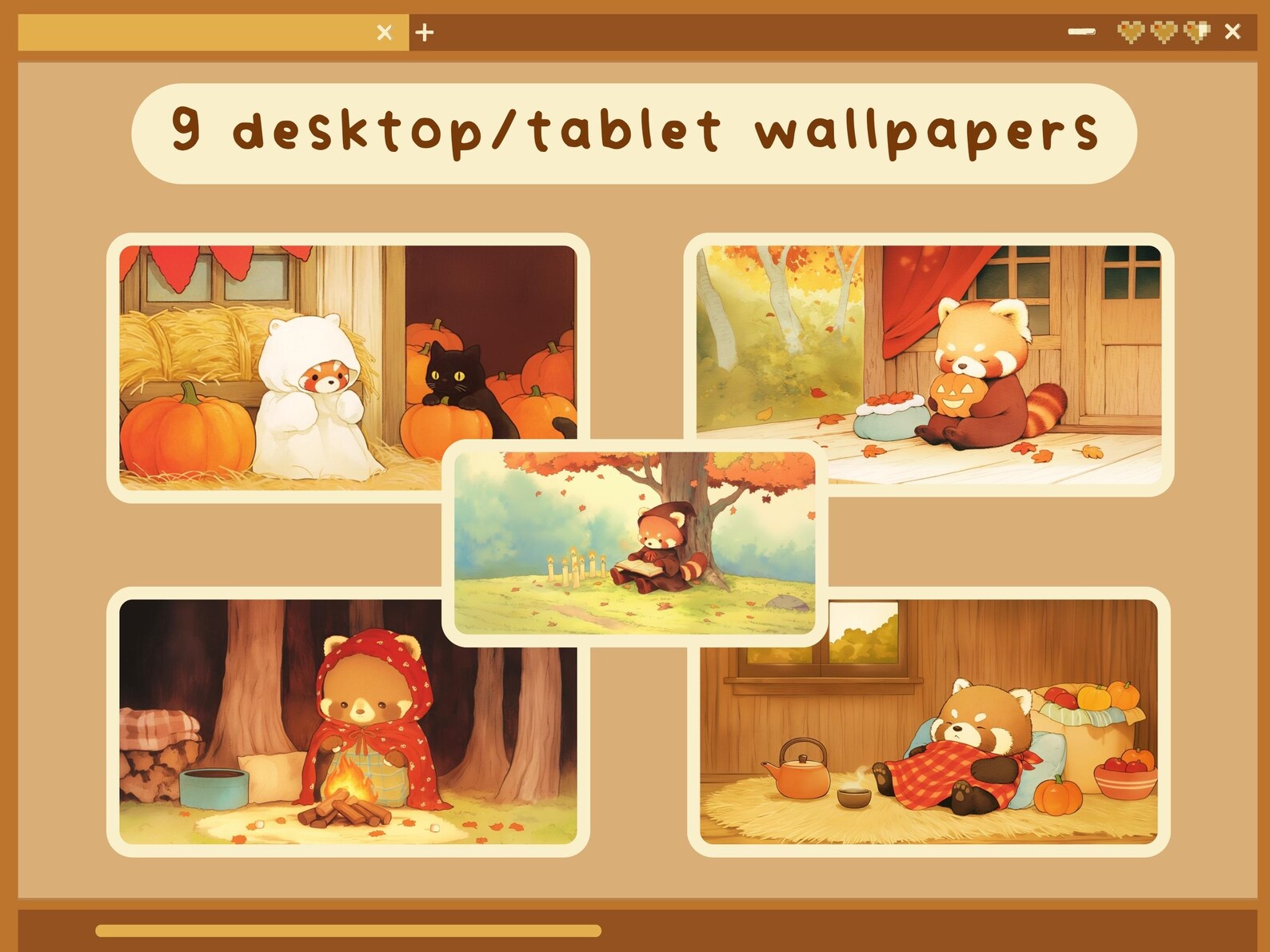 Red Panda Desktop Set Wallpapers Icons Folders Fall Cute Desktop ...
