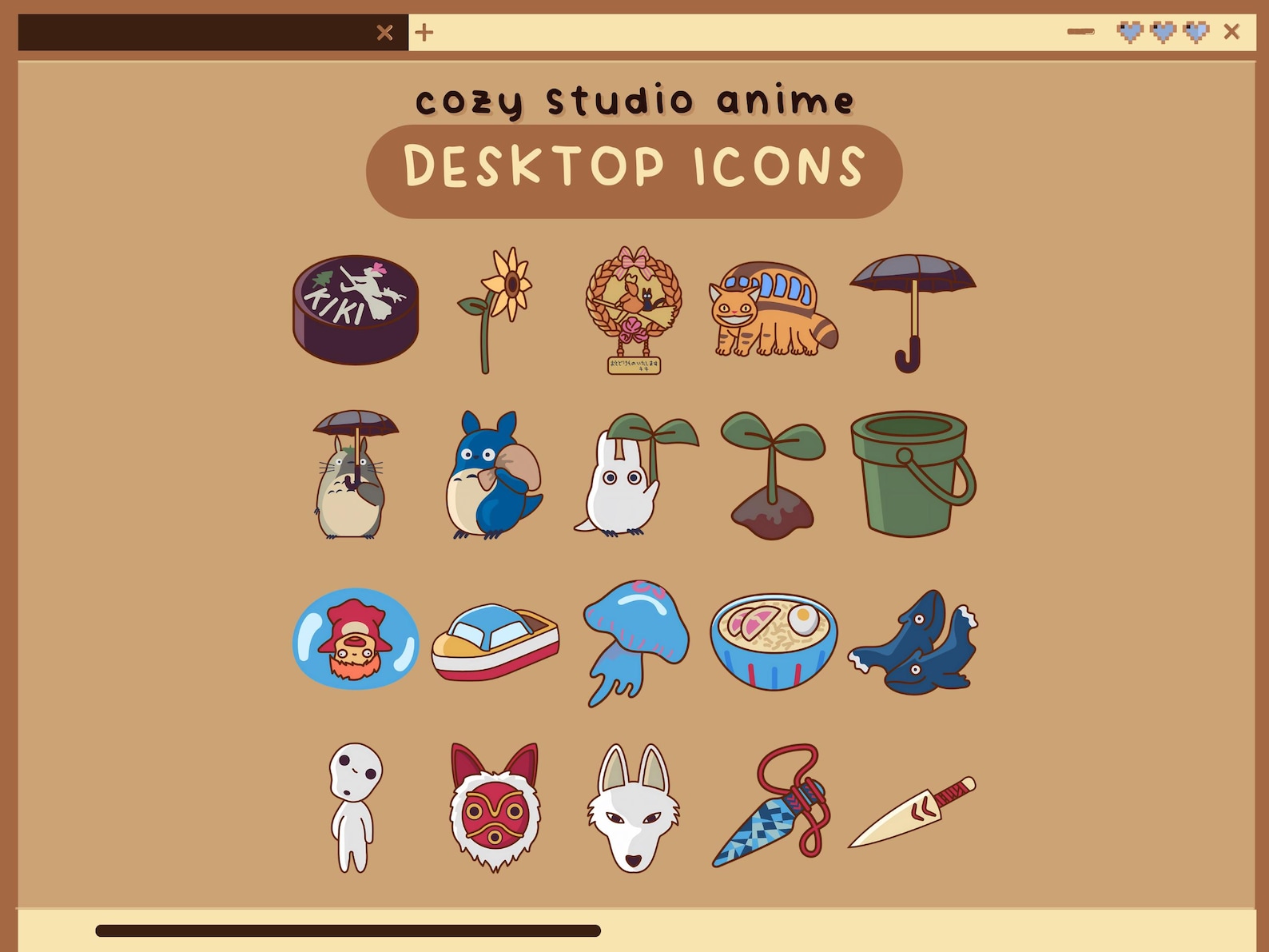 Cozy Studio Anime Desktop Icons Kawaii Desktop Organizer Icon Set Anime ...