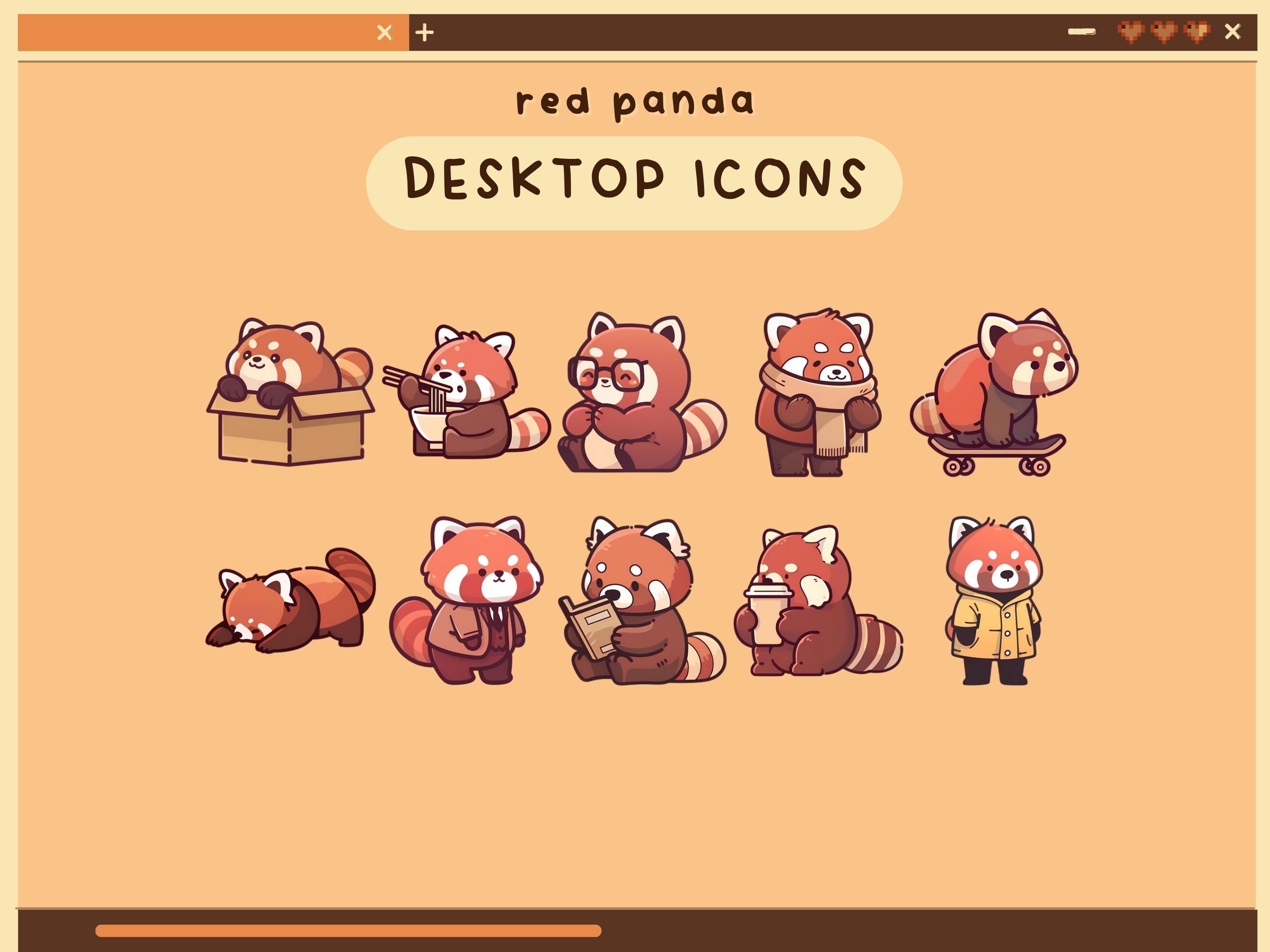 Red Panda Desktop Icons Fall Desktop Organizer Icon Set Red Panda ...