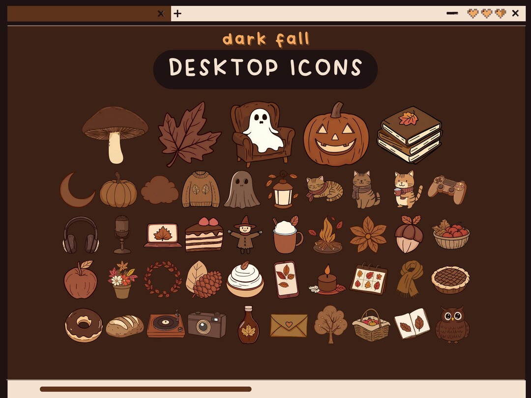 Dark Fall Desktop Icons Aesthetic Brown Desktop Organizer Icon Set Fall ...