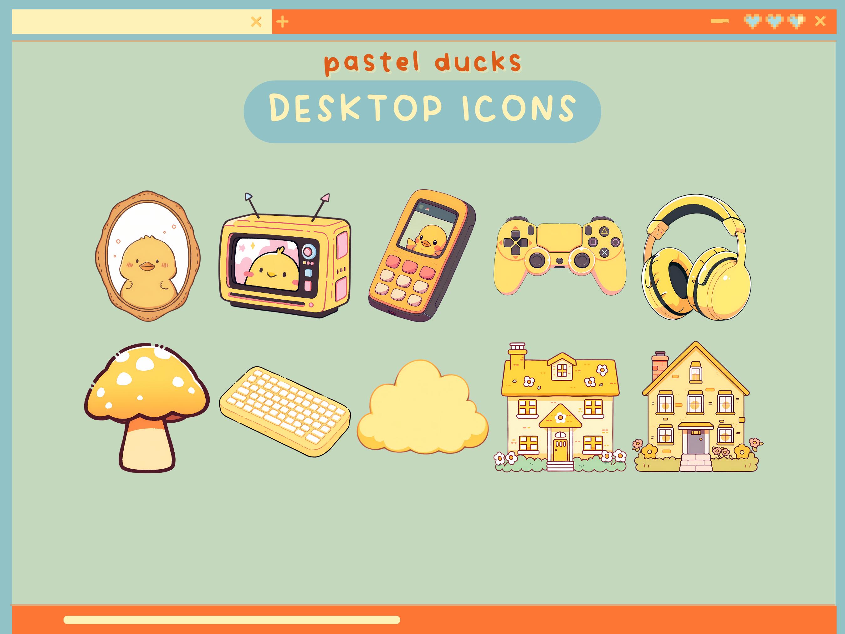 Pastel Ducks Desktop Icons Cute Desktop Organizer Icon Set Folders ...