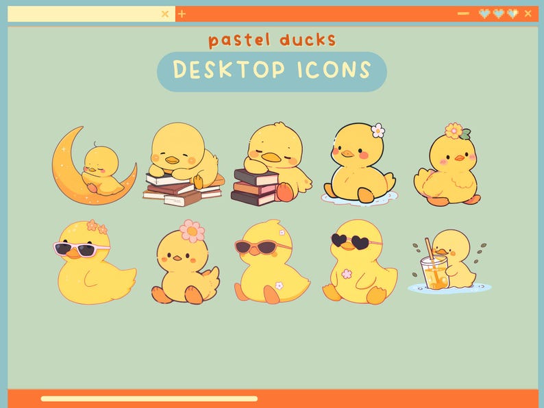 Pastel Ducks Desktop Icons Cute Desktop Organizer Icon Set Folders ...