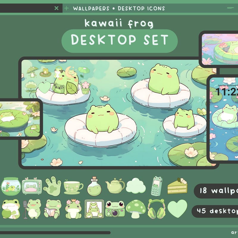 Desktop Theme Frog - Etsy