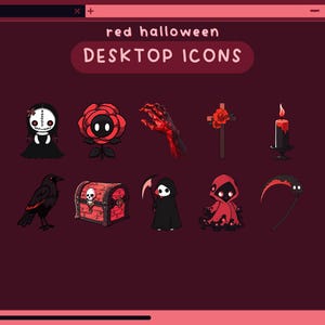 Red Halloween Desktop Icons Cute Desktop Organizer Icon Set Spooky ...