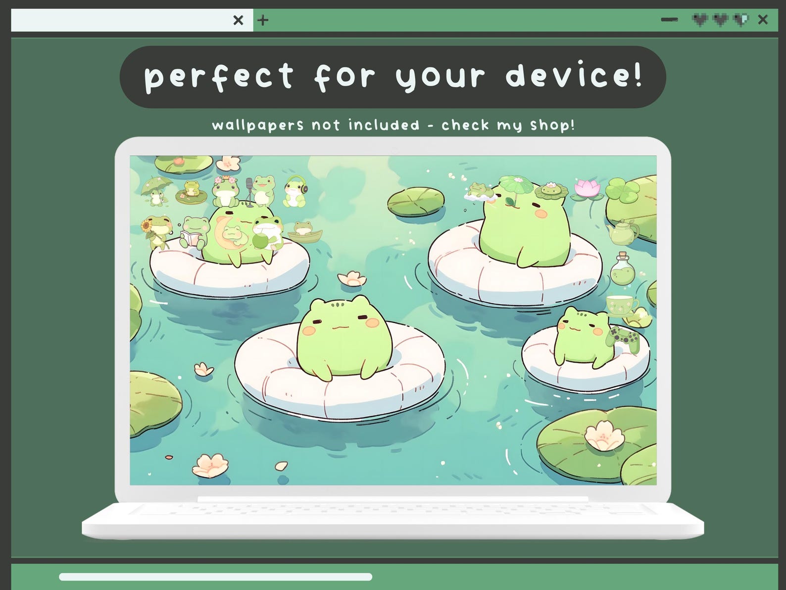 Kawaii Frog Desktop Icons Green Froggy Desktop Organizer Icon Set ...