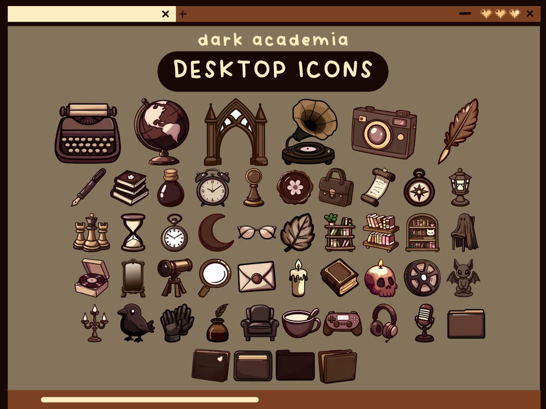 Dark Academia Desktop Icons Goth Desktop Organizer Icon Set Academia ...