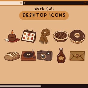 Dark Fall Desktop Icons Aesthetic Brown Desktop Organizer Icon Set Fall ...