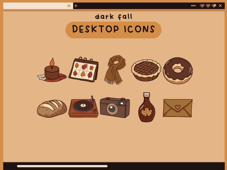 Dark Fall Desktop Icons Aesthetic Brown Desktop Organizer Icon Set Fall ...
