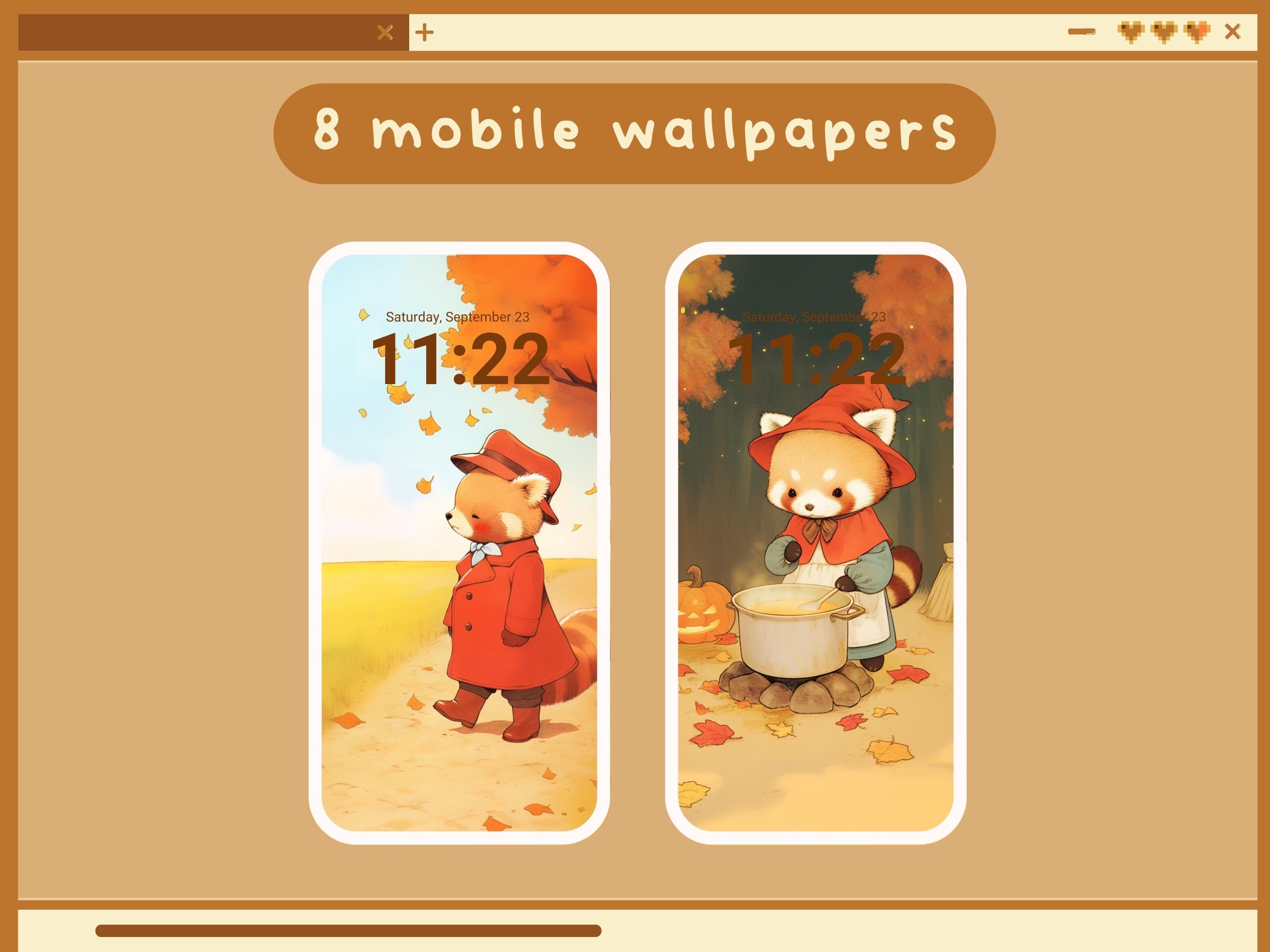 Red Panda Desktop Set Wallpapers Icons Folders Fall Cute Desktop ...