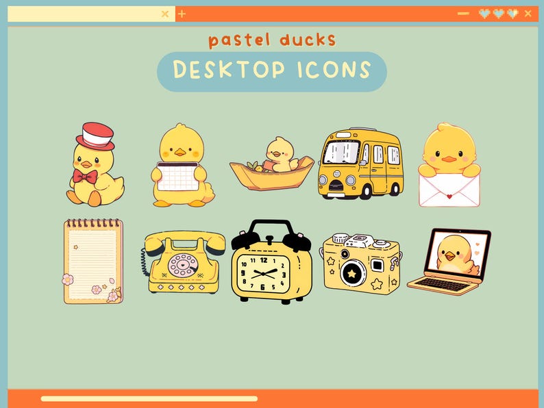 Pastel Ducks Desktop Icons Cute Desktop Organizer Icon Set Folders ...