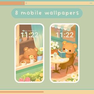 Spring Bear Desktop Set Wallpapers Icons Folder Pastel Cute Desktop ...