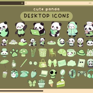Cute Panda Desktop Set Wallpapers Icons Folders Green Desktop Organizer ...