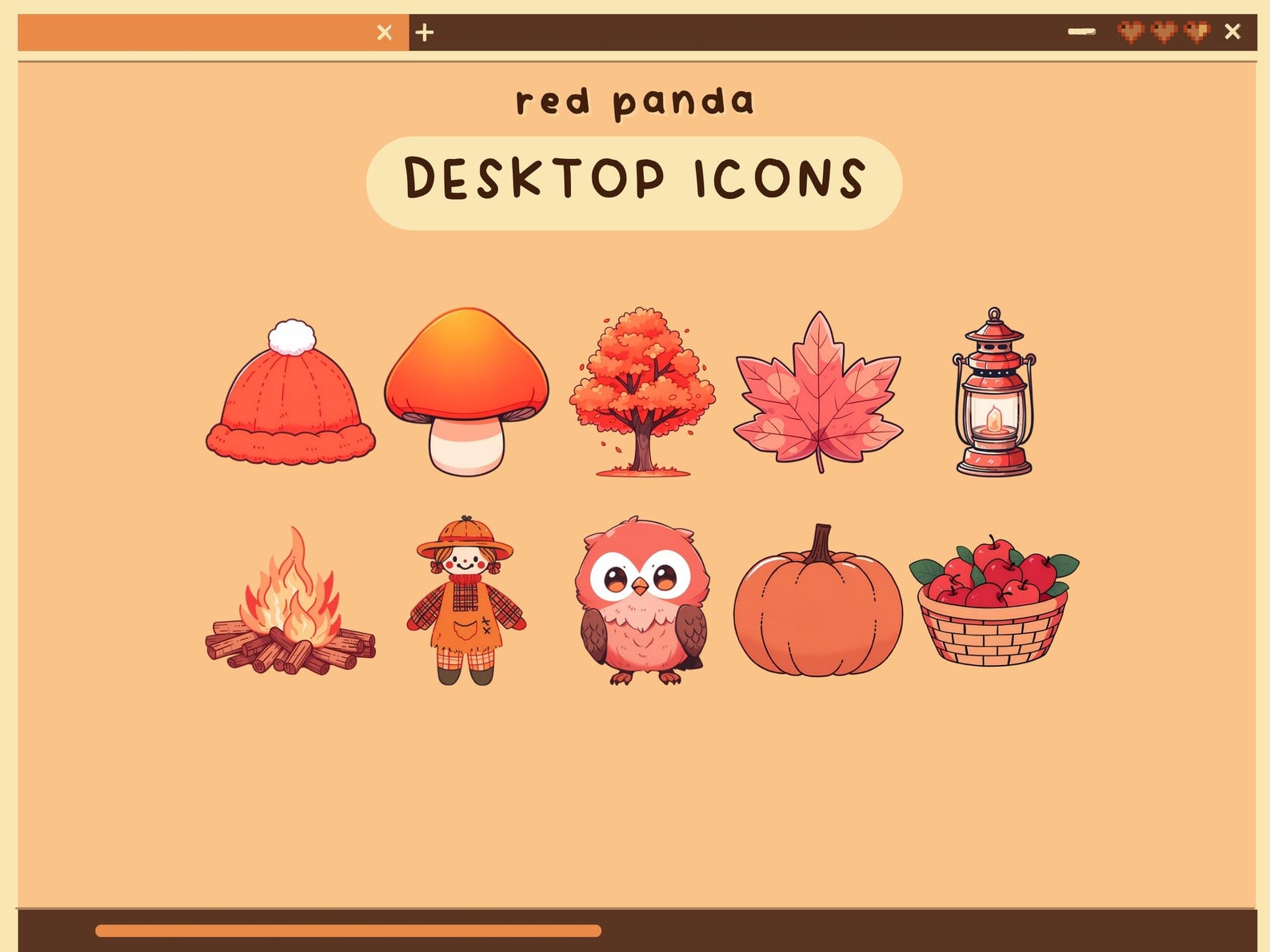 Red Panda Desktop Icons Fall Desktop Organizer Icon Set Red Panda ...