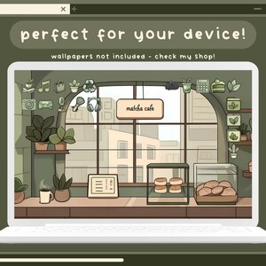 Matcha Lofi Desktop Icons Green Cafe Desktop Organizer Icon Set Matcha ...