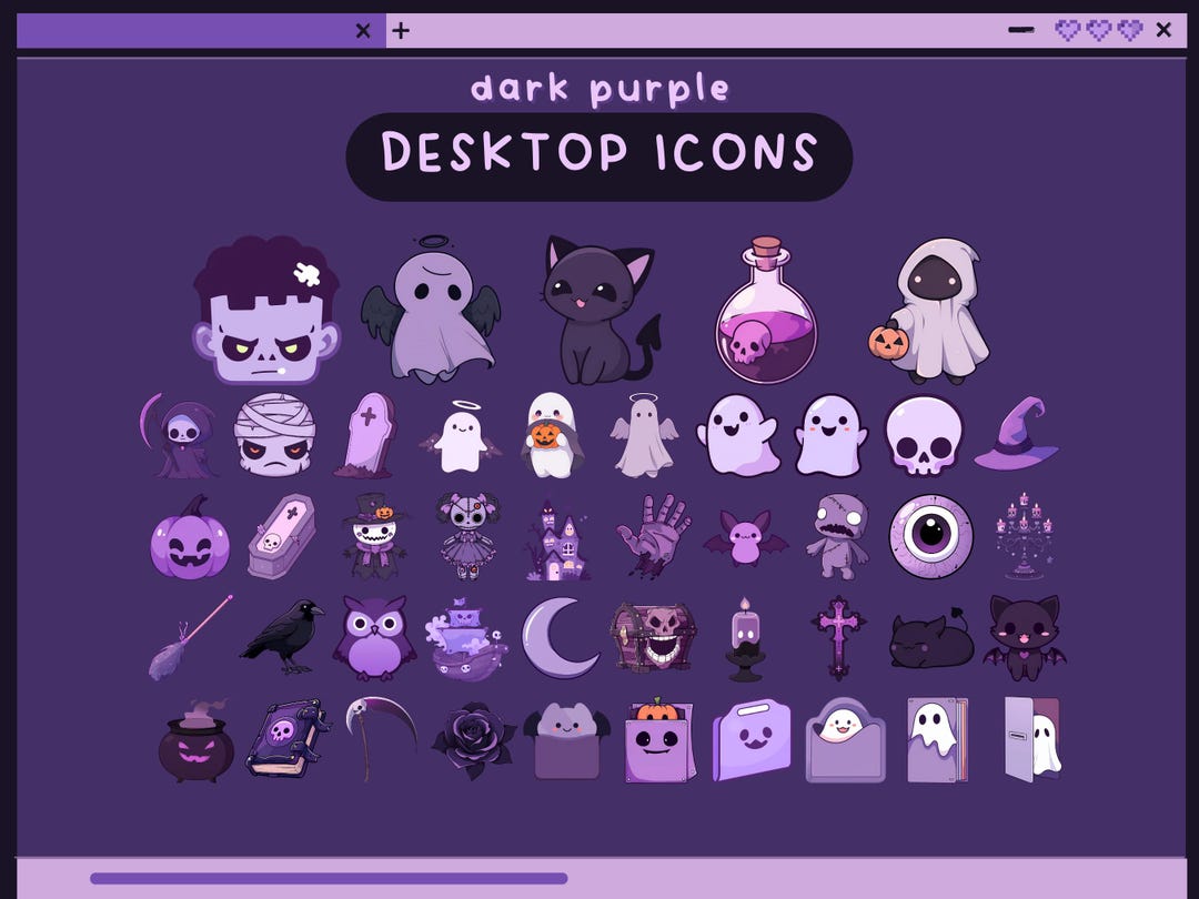Dark Purple Desktop Icons Aesthetic Halloween Desktop Organizer Icons ...
