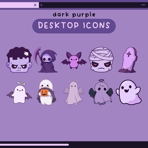 Dark Purple Desktop Icons Aesthetic Halloween Desktop Organizer Icons ...