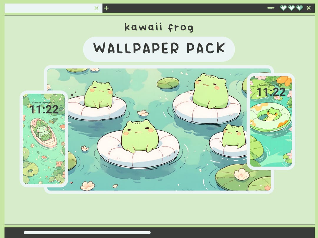 Kawaii Frog Wallpaper Green Aesthetic Wallpapers Flowers Desktop ...