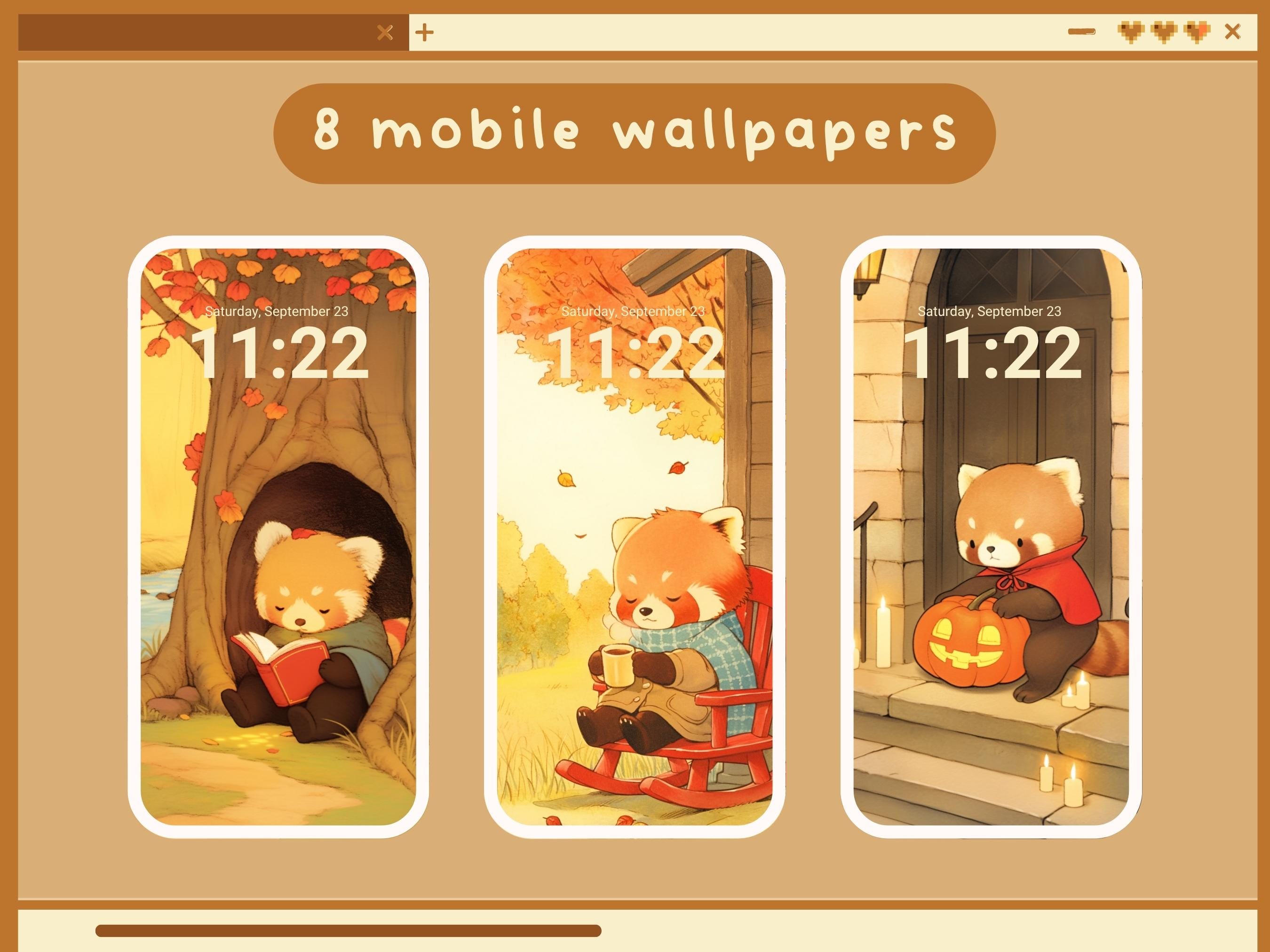Red Panda Desktop Set Wallpapers Icons Folders Fall Cute Desktop ...
