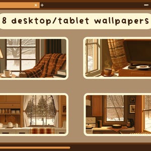 Snowy Cabin Desktop Set Wallpapers Icons Folders Brown Cute Desktop ...