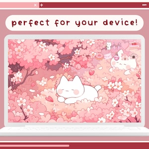 Sakura Cats Desktop Set Wallpapers Icons Folders Pink Cute Desktop Organizer Kawaii Sakura ...
