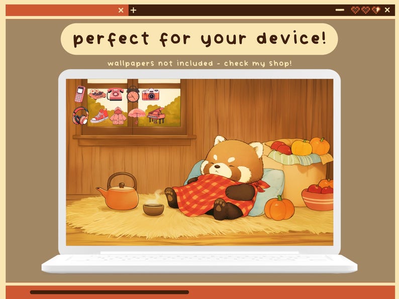 Red Panda Desktop Icons Fall Desktop Organizer Icon Set Red Panda ...