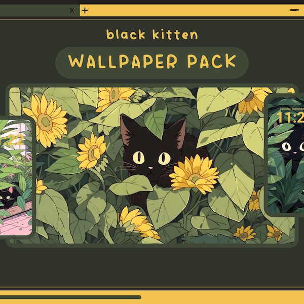 Black Cat Wallpaper - Etsy UK