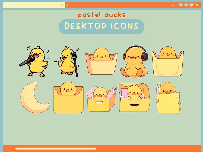Pastel Ducks Desktop Icons Cute Desktop Organizer Icon Set Folders ...