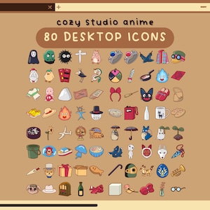 Cozy Studio Anime Desktop Set Wallpapers Icons Folder Pastel Cute ...