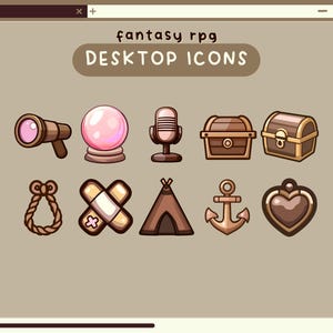 Fantasy Rpg Adventure Desktop Icons Kawaii Desktop Organizer Icons Set ...