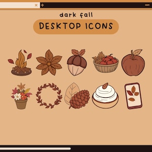 Dark Fall Desktop Icons Aesthetic Brown Desktop Organizer Icon Set Fall ...