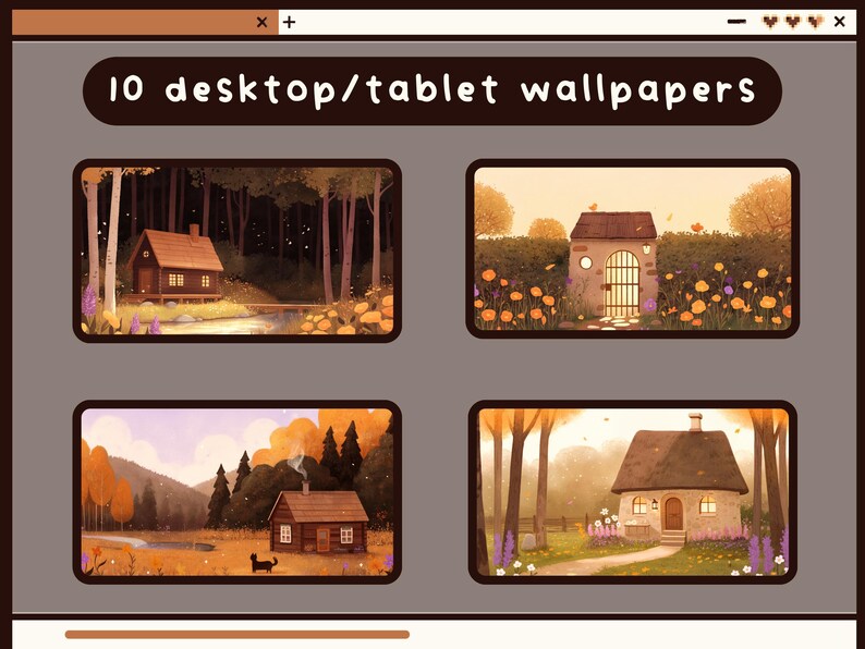 Cottagecore Desktop Set Wallpapers Icons Folders Aesthetic Cute Desktop ...