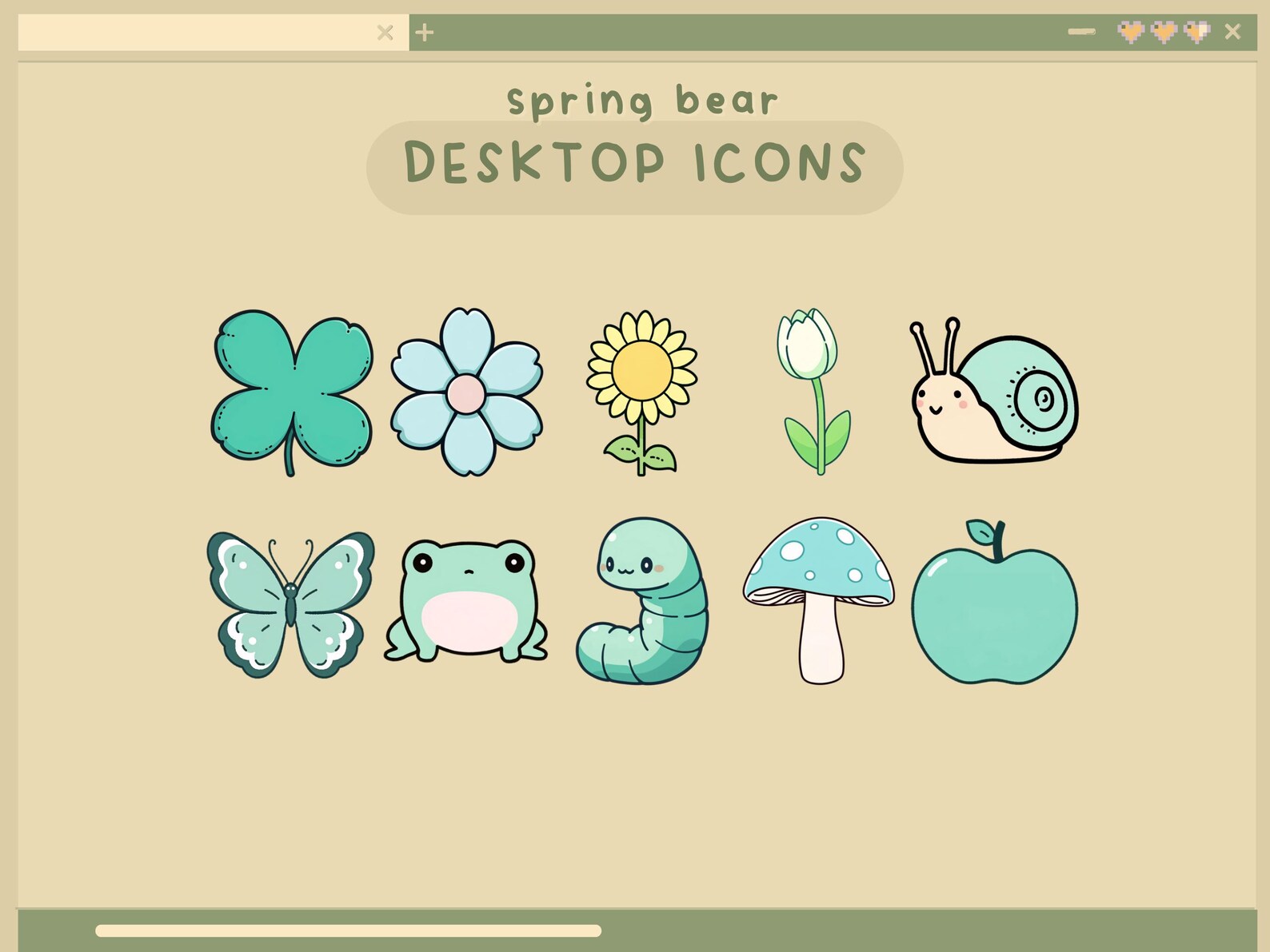 Spring Bear Desktop Icons Kawaii Desktop Organizer Icon Set Flower ...