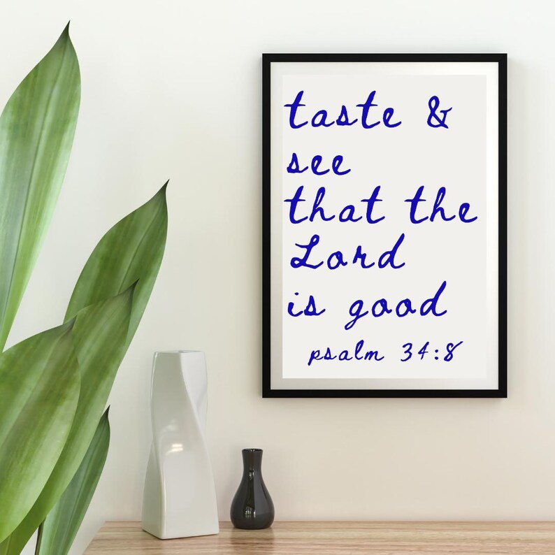 Psalm 34:8 | Digital Wall Art, Digital Print for Wall Decor, Christian ...