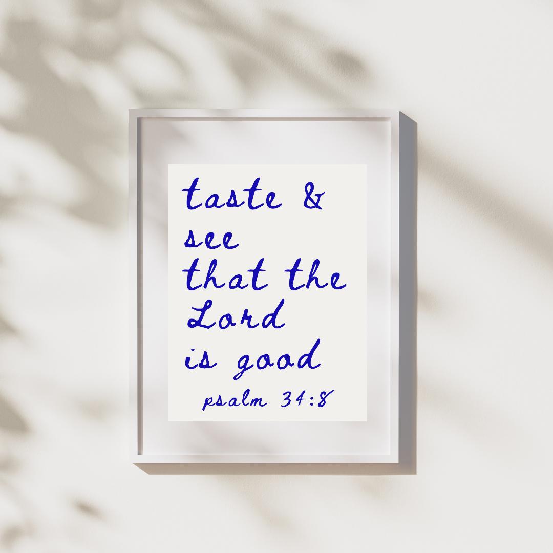 Psalm 34:8 | Digital Wall Art, Digital Print for Wall Decor, Christian ...