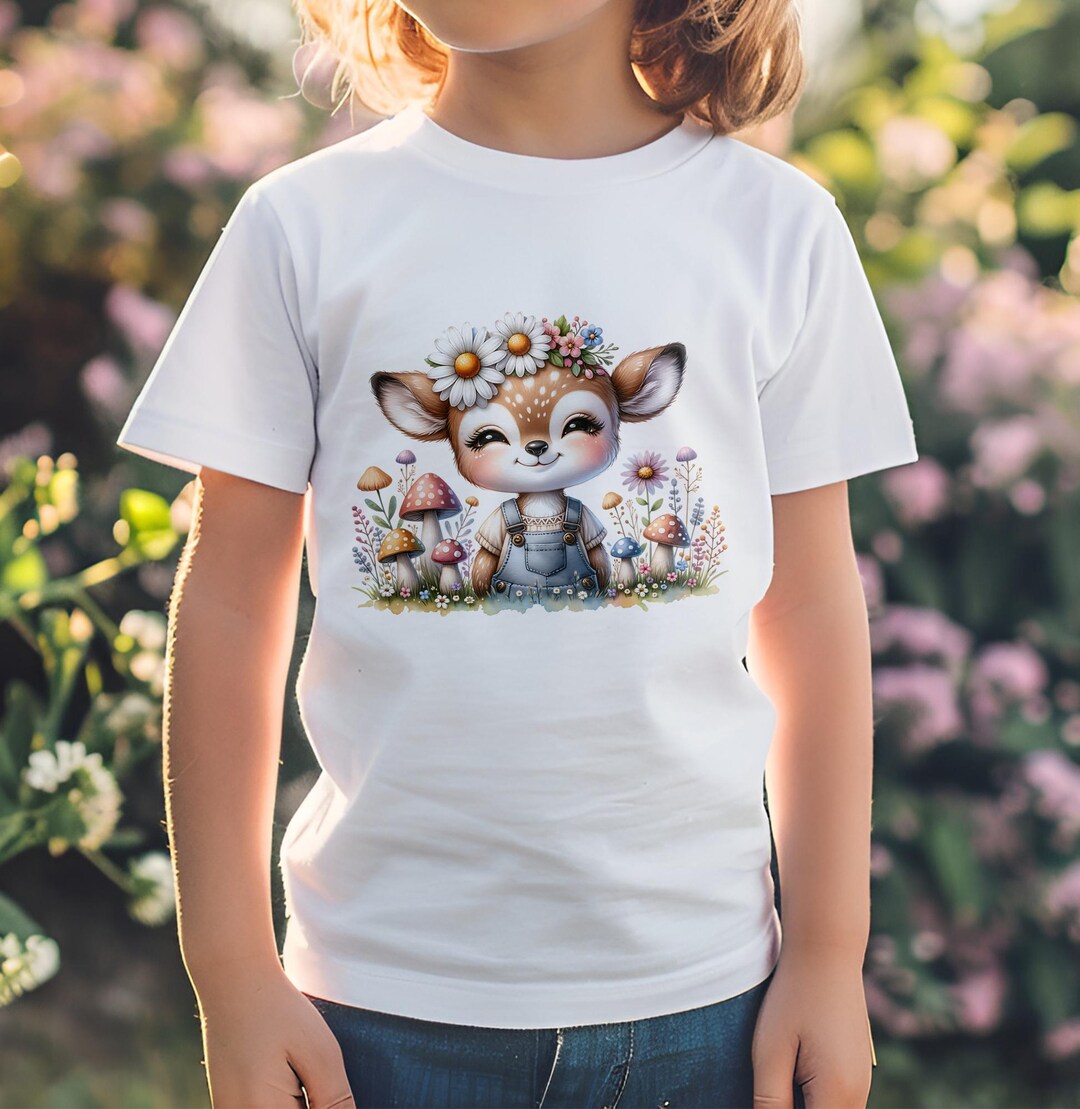 Adorable Deer Girl Sublimation Design - Kids T-shirt Clipart PNG - Etsy