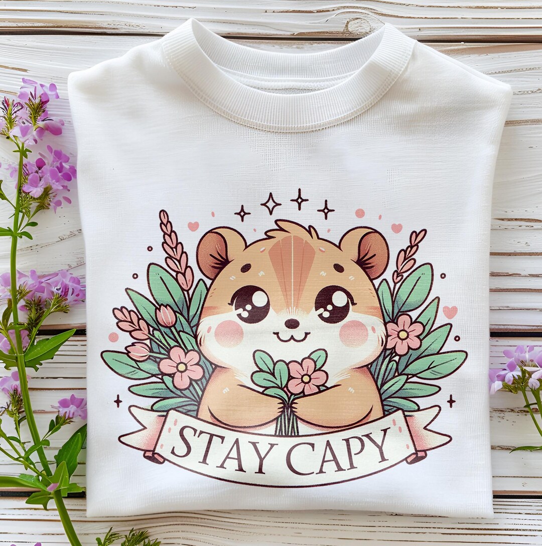 Retro Capybara With Wildflowers PNG Sublimation Design - "stay Capy ...