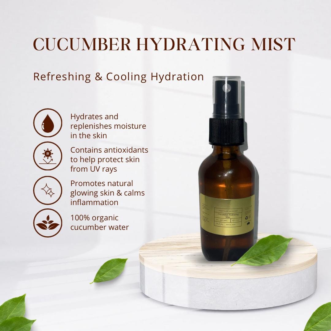 Organic Cucumber Water Face Mist | Cooling Hydrating Toner Spray ...