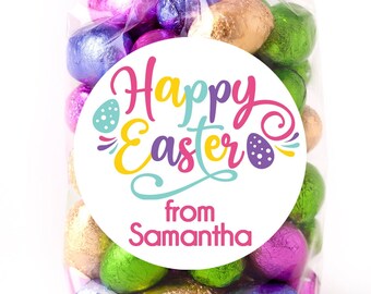 Girls Pink Easter Sticker Cute Bunny With Easter Egg Pink and Purple ...