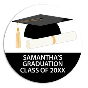 Graduation Cap Diploma Party Sticker, Grad Thank You for Coming ...